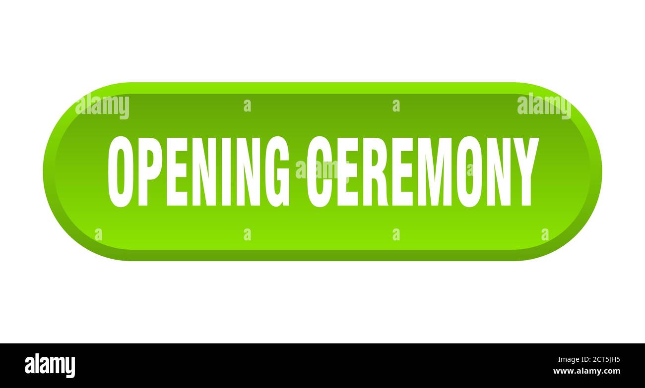 opening ceremony button. rounded sign isolated on white background ...