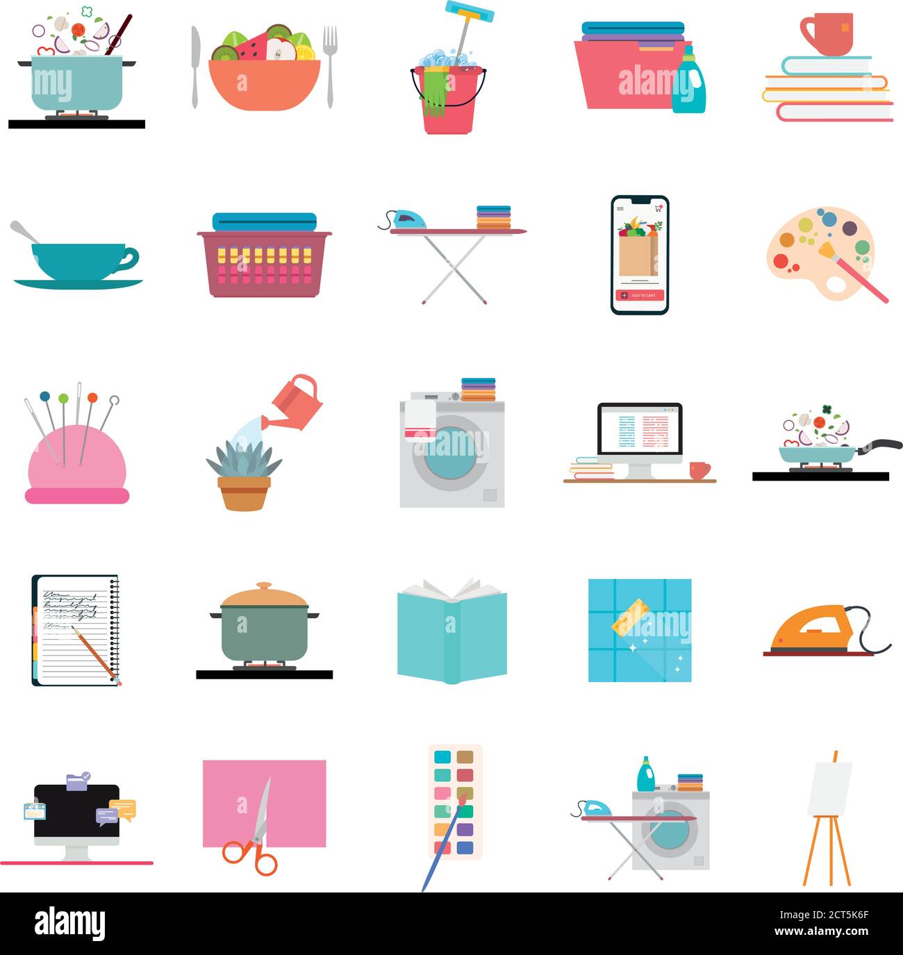 Set of housework icons. Home activities - Vector Stock Vector Image ...