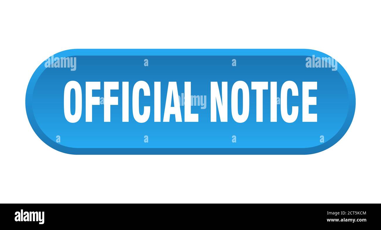 official notice button. rounded sign isolated on white background Stock ...