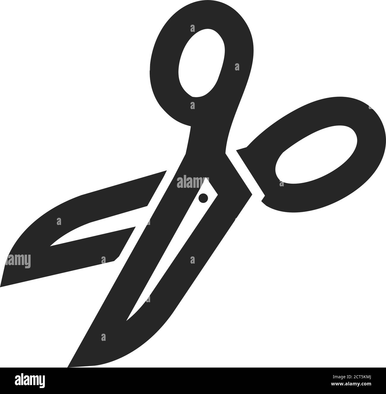 Scissor icon in thick outline style. Black and white monochrome vector ...