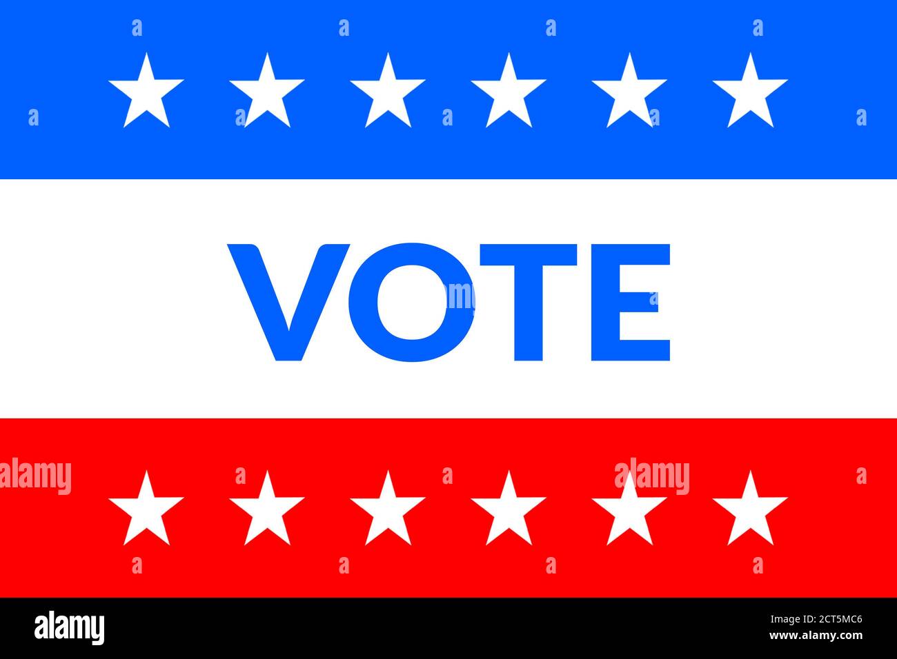 Vote call to action in red, blue and white colors with stars. 2020 usa ...
