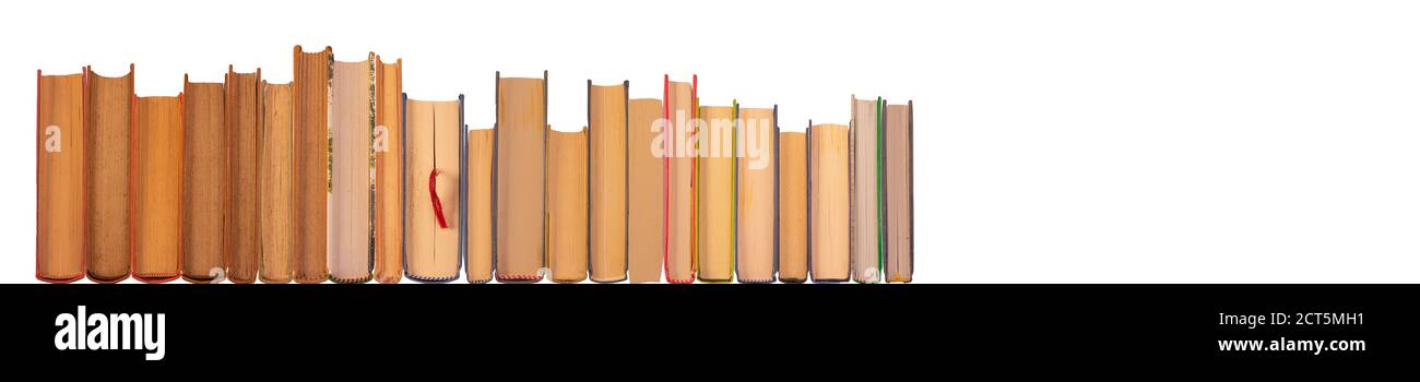Books in columns and isolated on white background with space for free ...