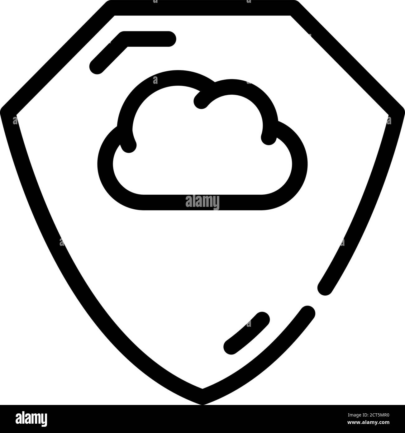 cloud storage protection shield line icon vector illustration Stock ...