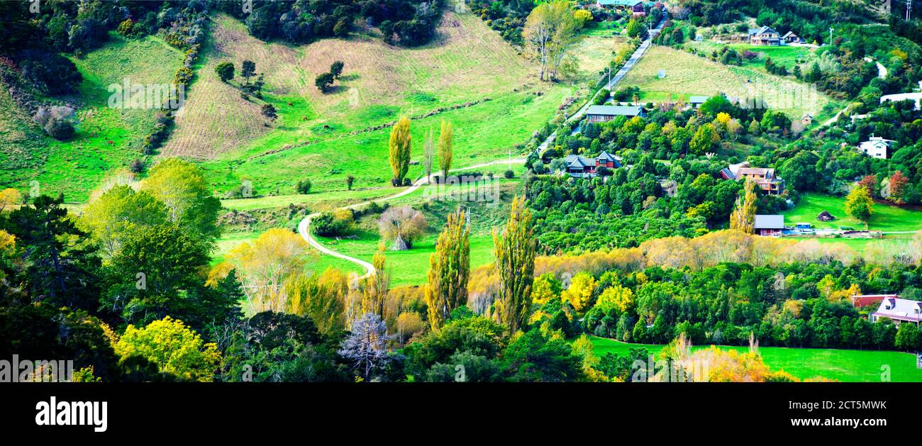Houses in the New Zealand Countryside, Nelson, South Island, New ...