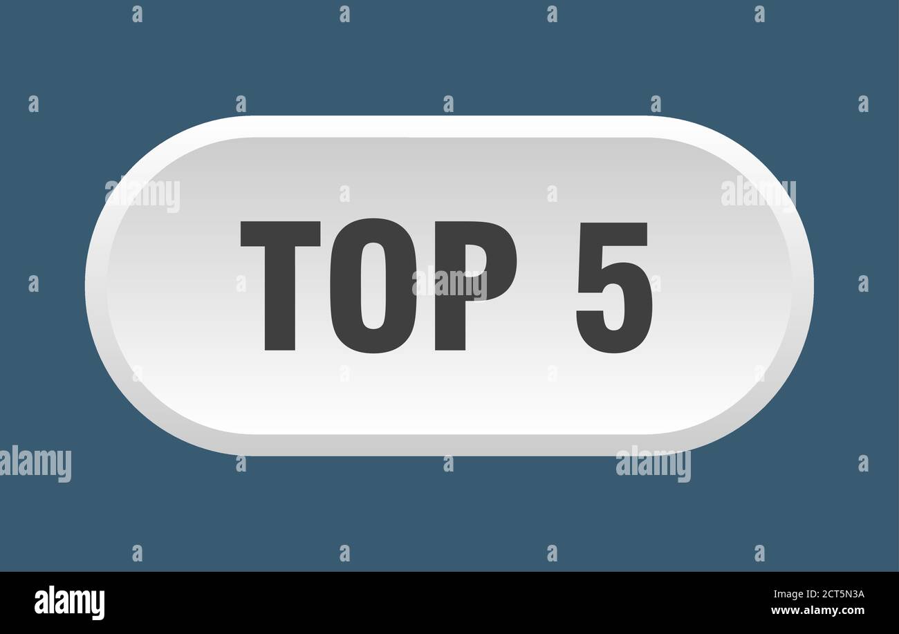top 5 button. rounded sign isolated on white background Stock Vector ...