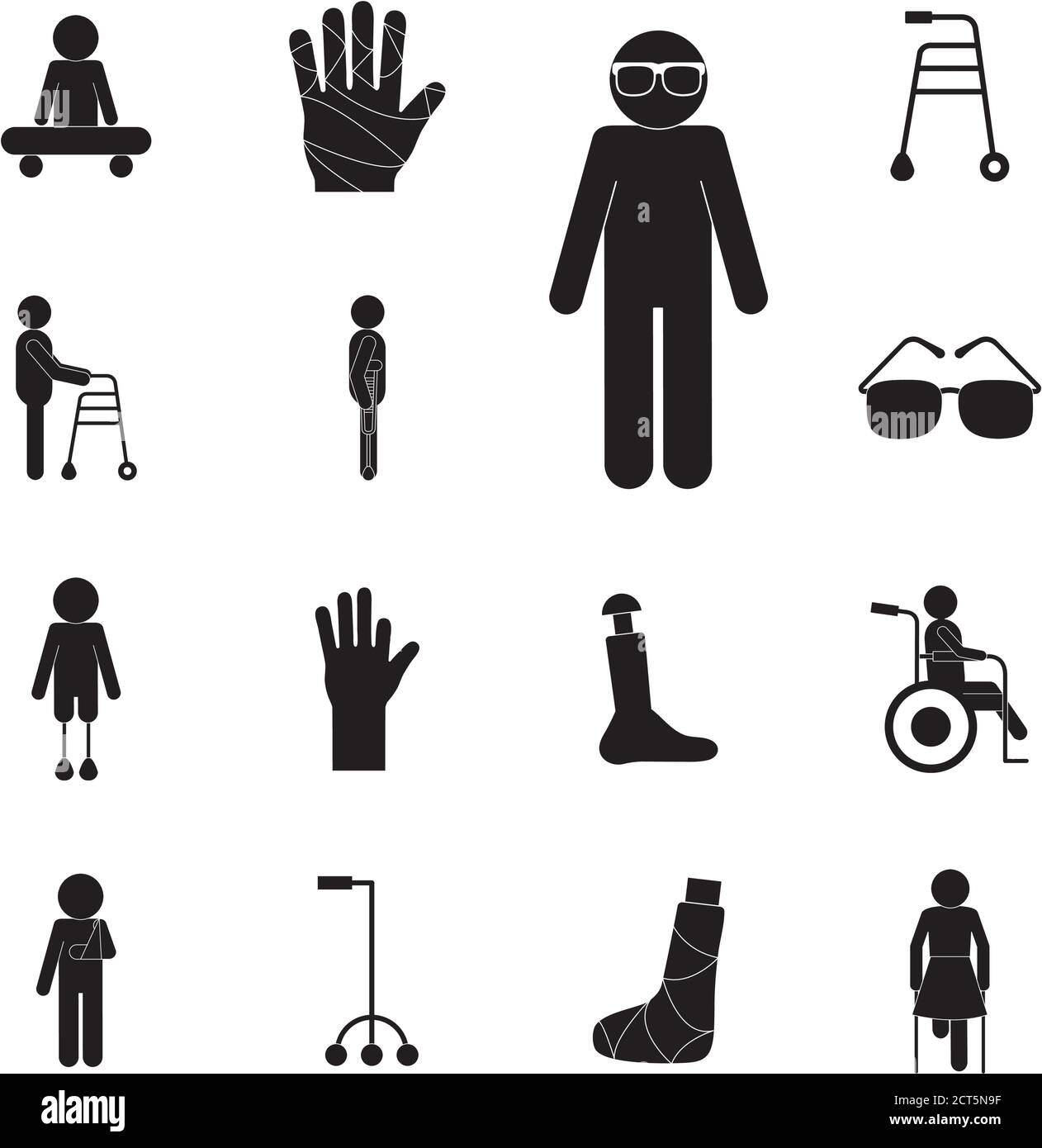 Handicapped silhouette style icon set vector design Stock Vector Image ...