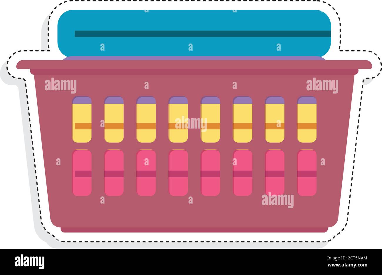 Clothes folded in a basket. Laundry icons - Vector Stock Vector Image ...