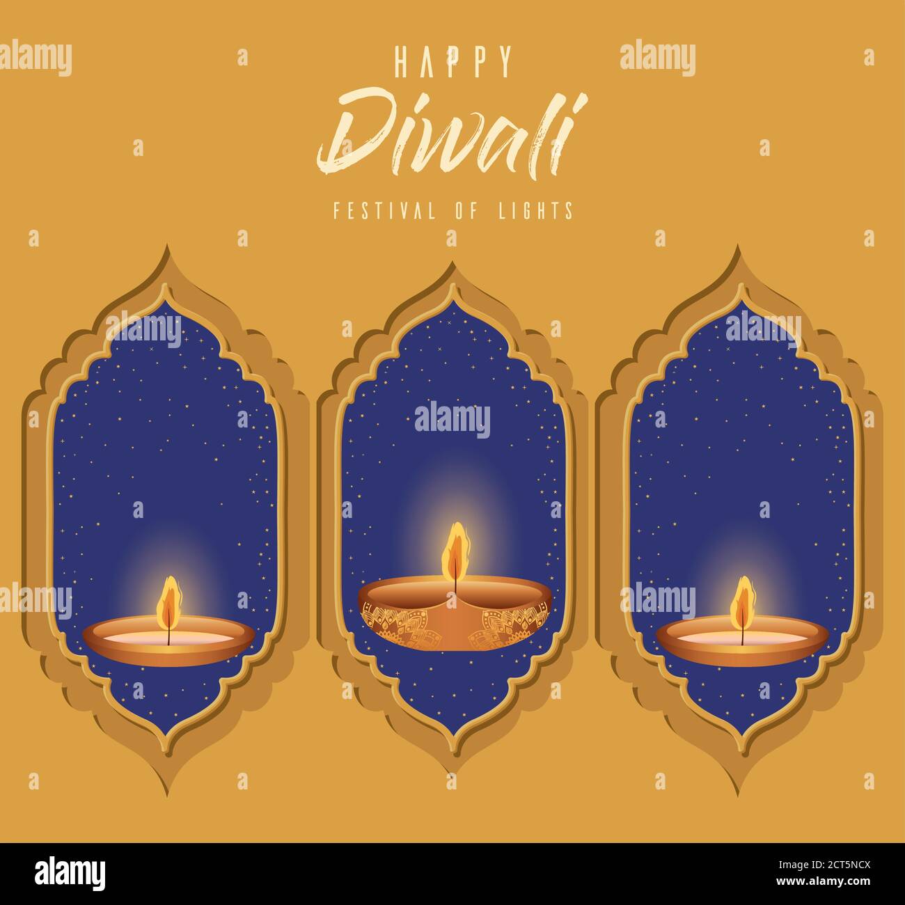 Happy diwali candles in windows vector design Stock Vector Image & Art ...