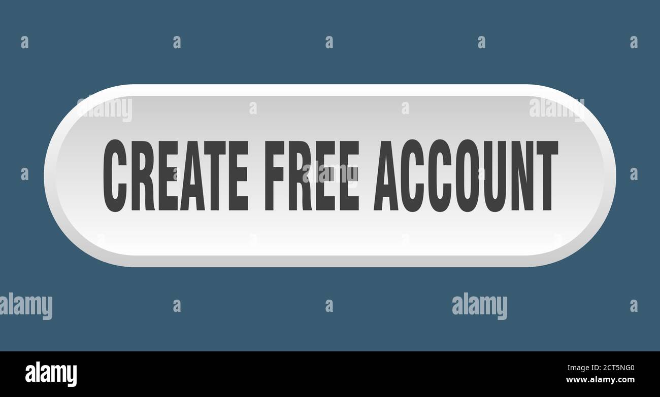 create free account button. rounded sign isolated on white background ...