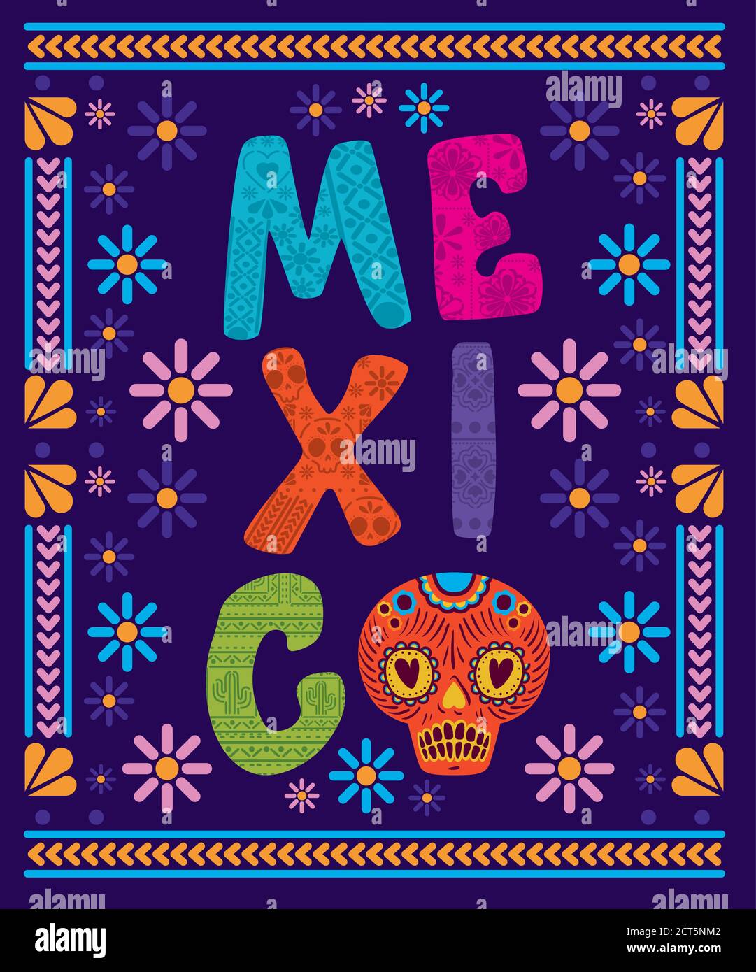 Mexico with skull in frame vector design Stock Vector Image & Art - Alamy