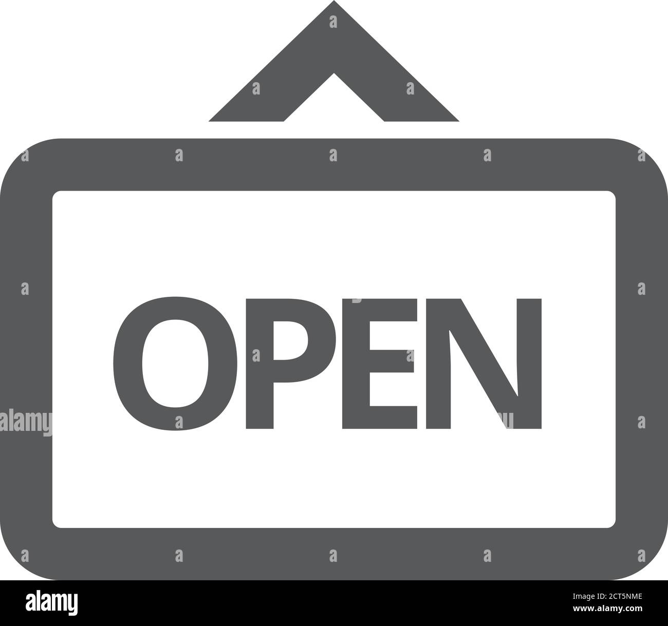 Open sign icon in thick outline style. Black and white monochrome ...