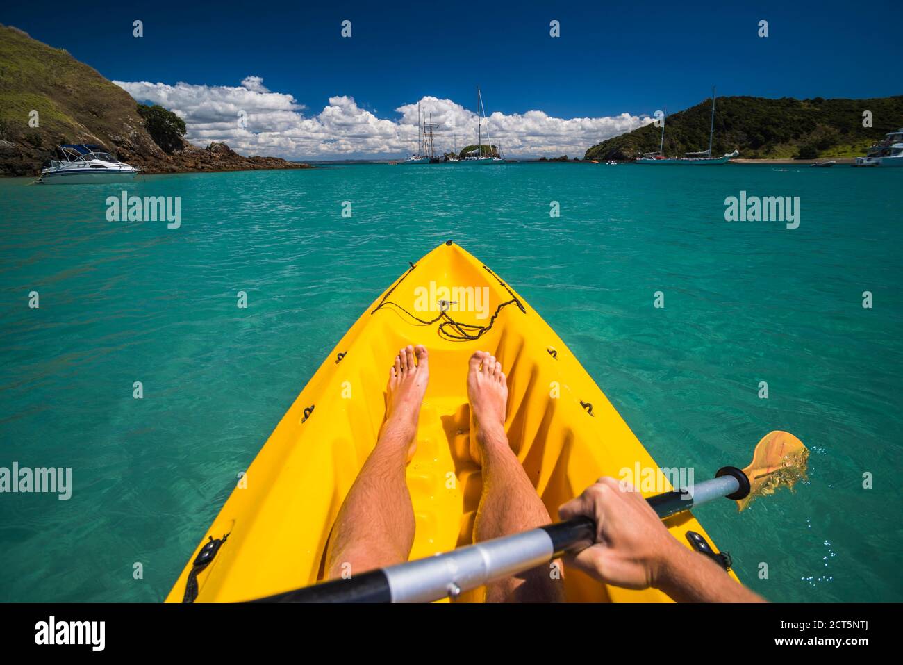 Kayaking in the Bay of Islands, in the Waikare Inlet, while on a boat ...