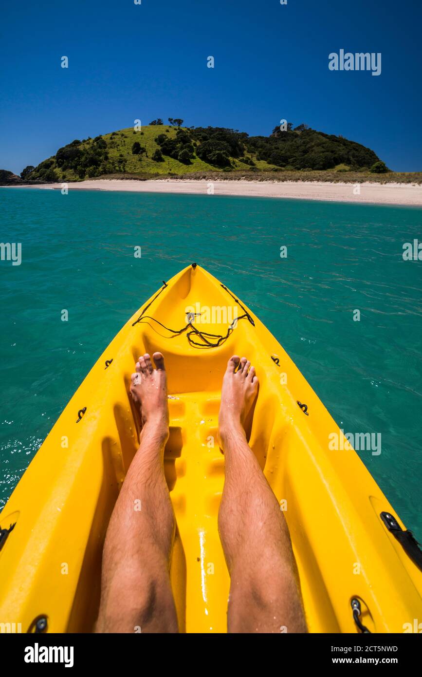 Kayaking in the Bay of Islands, in the Waikare Inlet, while on a boat ...