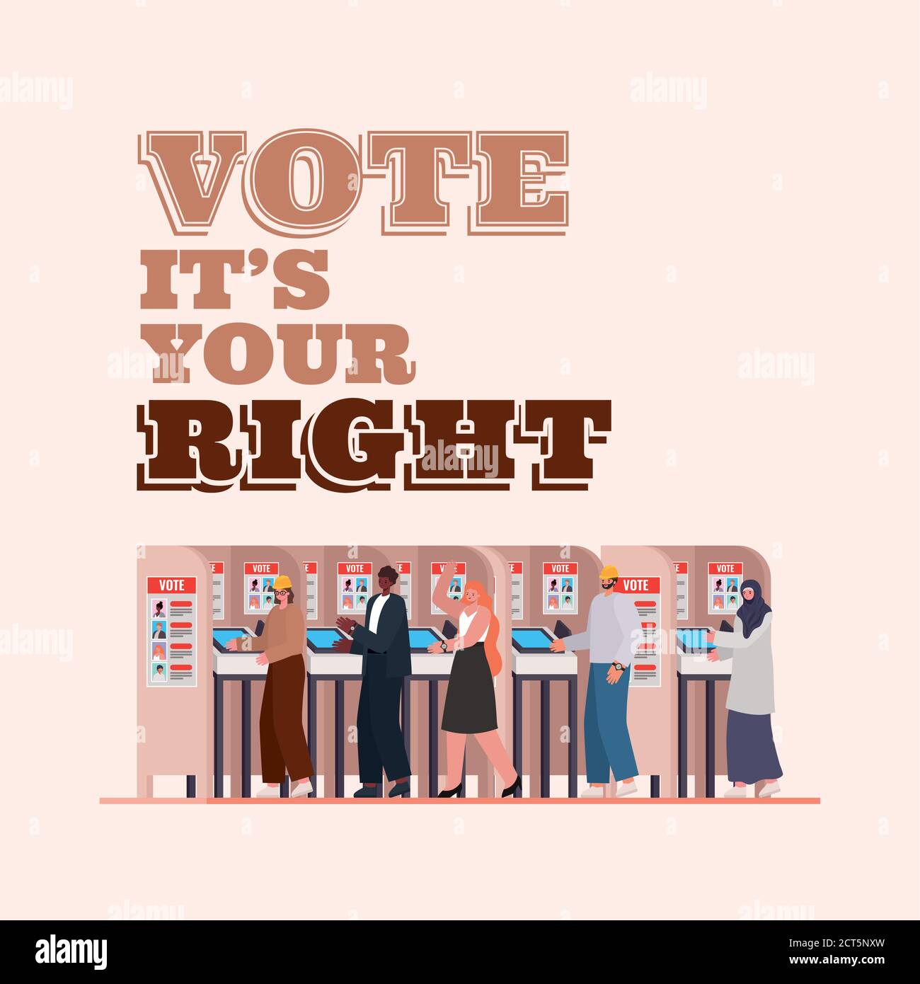 people at voting booth with vote its your right text vector design ...