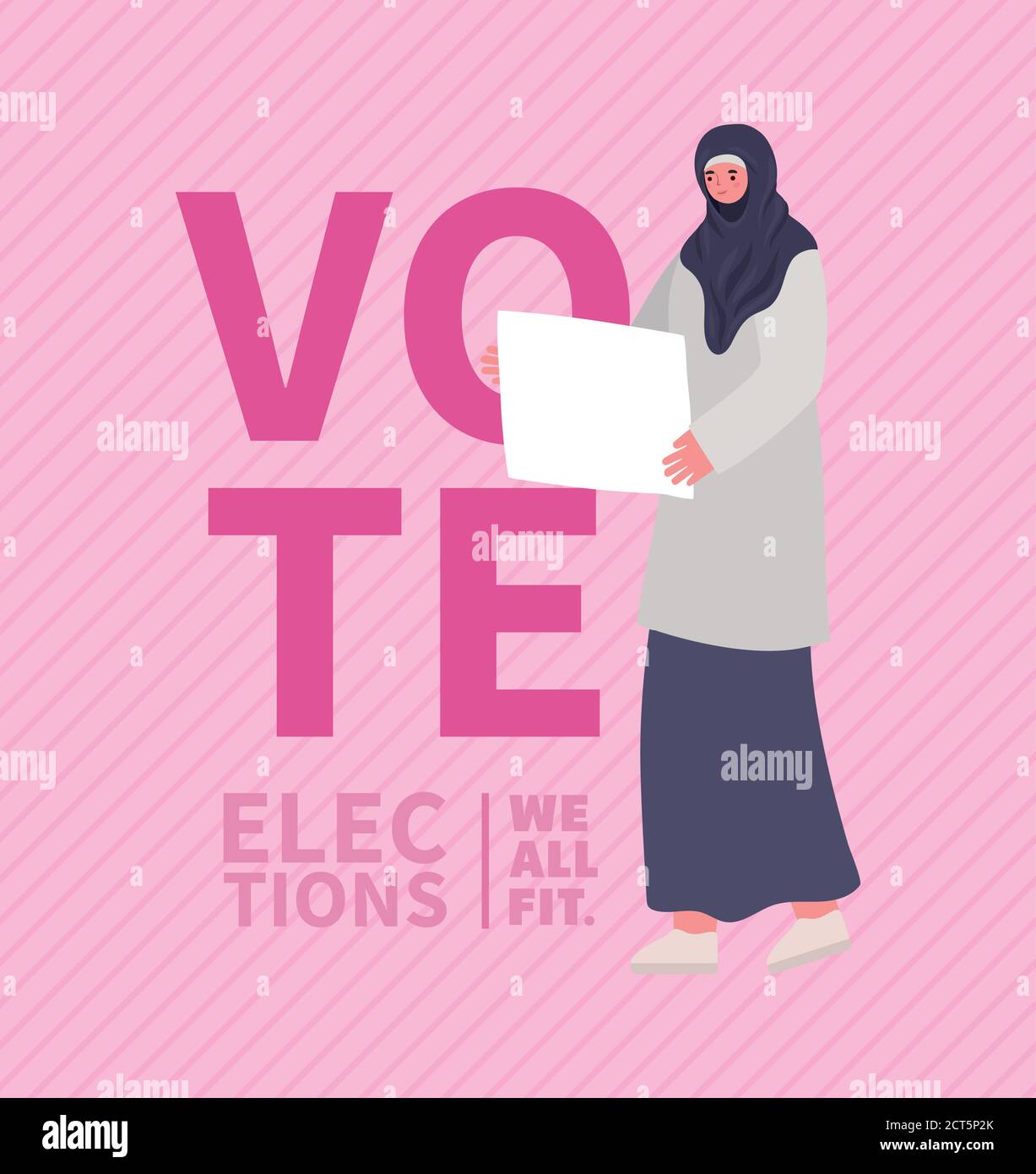 Muslim woman cartoon with banner board vector design Stock Vector Image ...