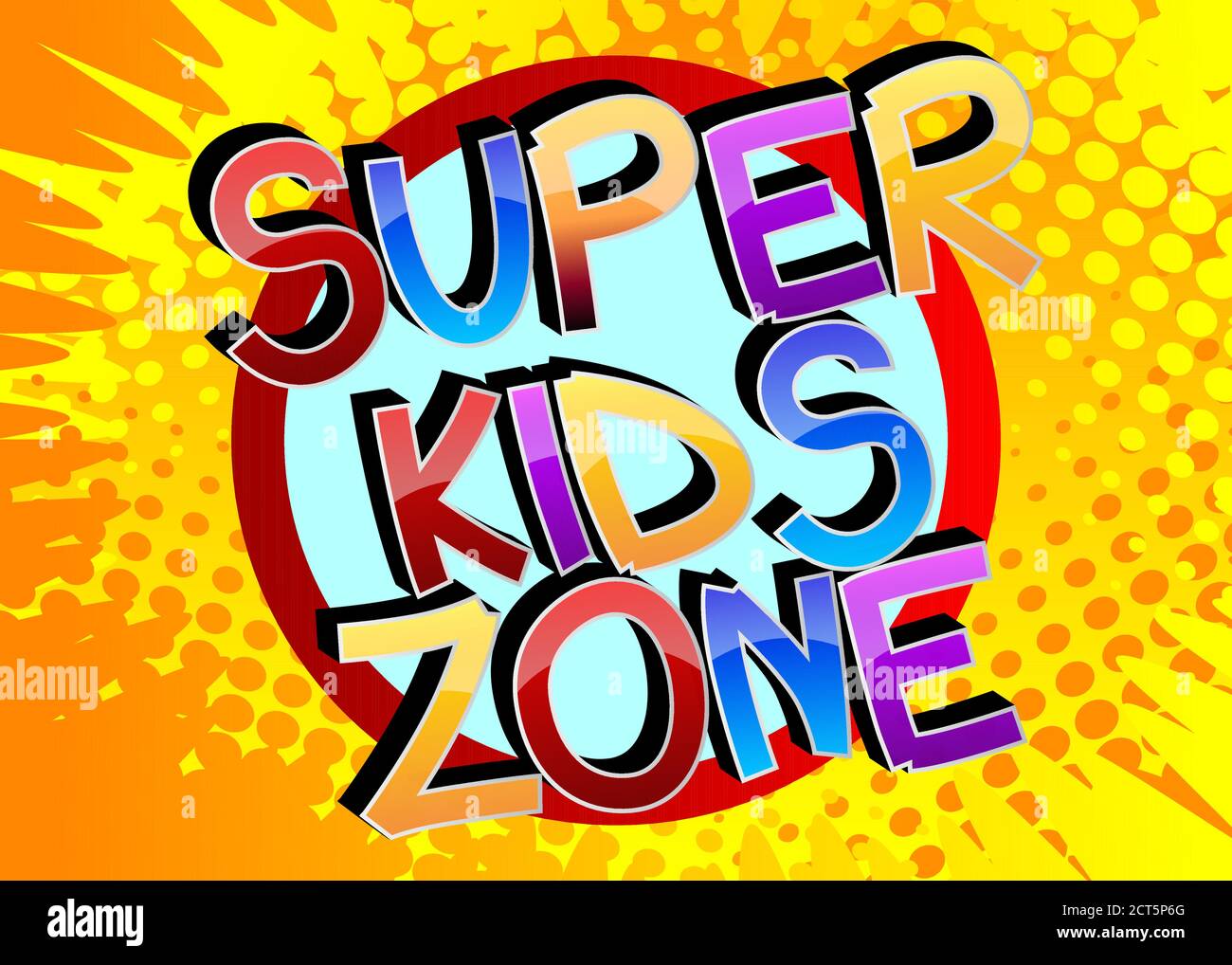 Super Kids Zone Comic book style cartoon words on abstract comics ...