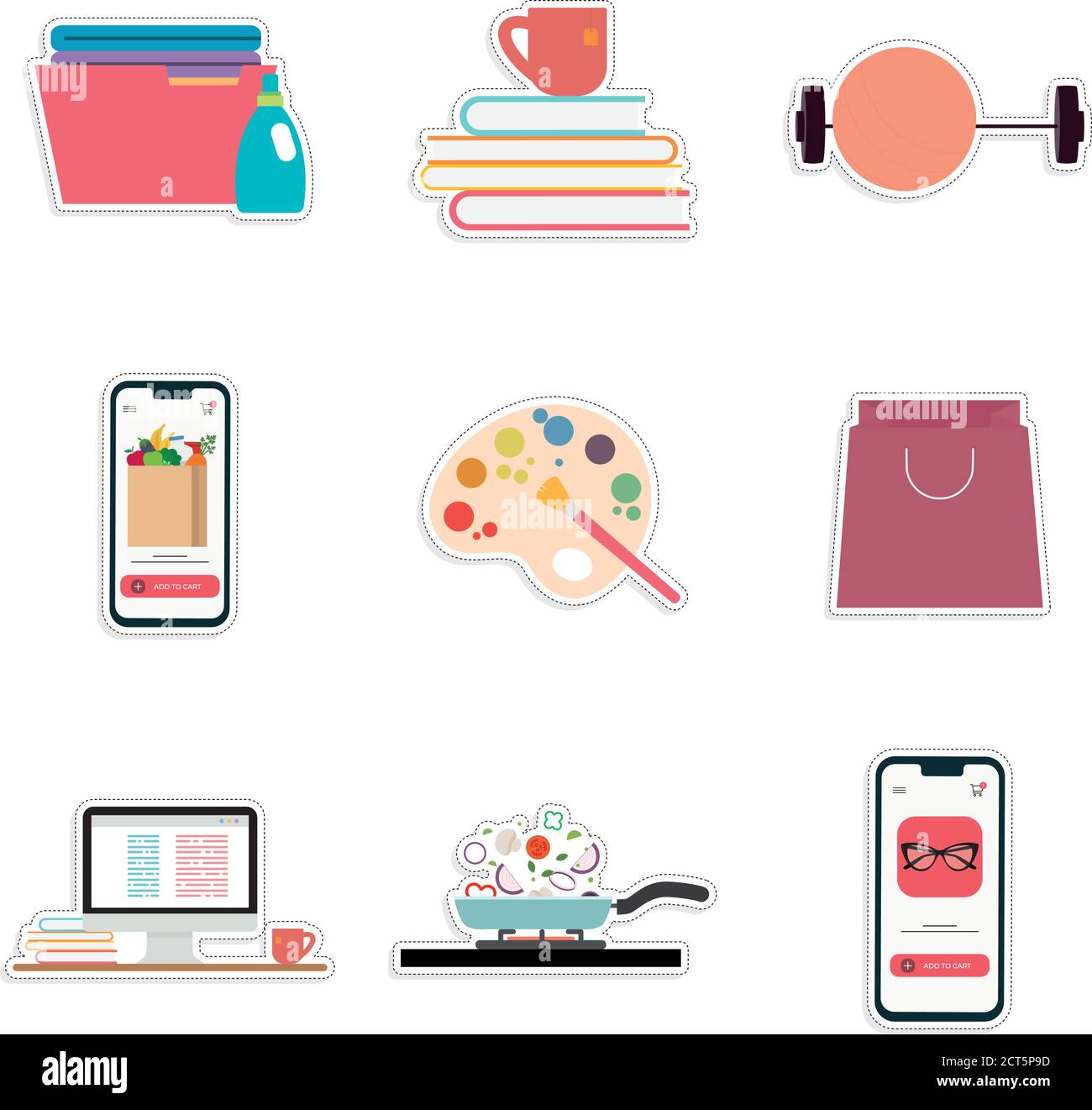 Set of housework icons. Home activities - Vector Stock Vector Image ...