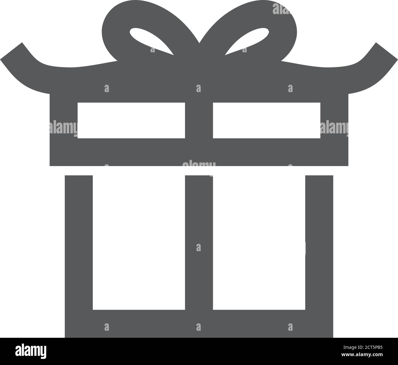 Gift box icon in thick outline style. Black and white monochrome vector ...