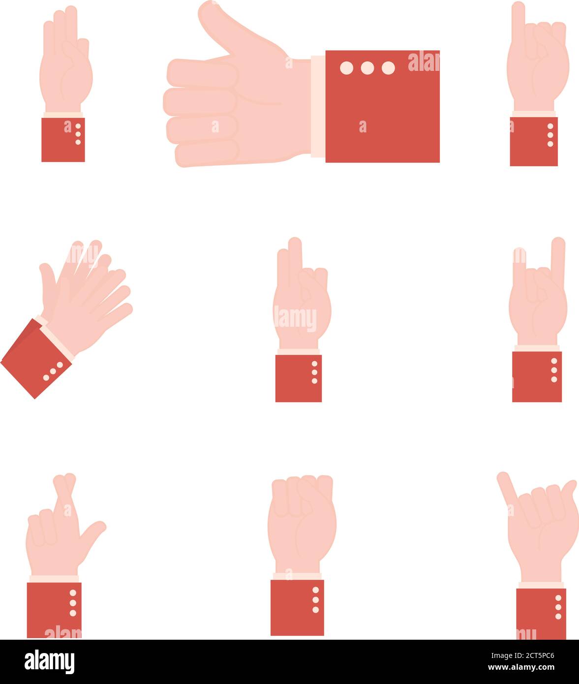 hand sign language alphabet flat style icon set vector design Stock ...
