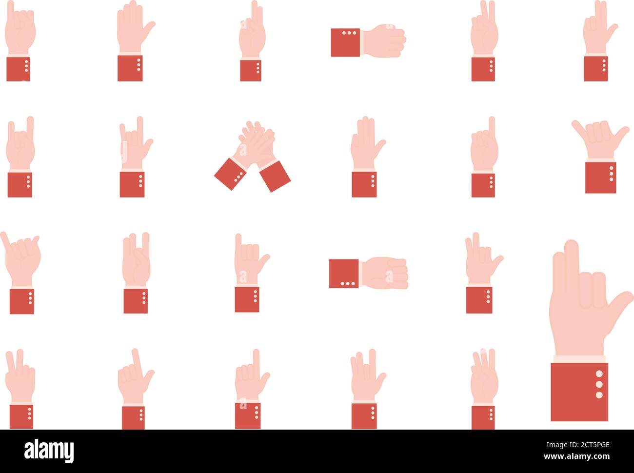 hand sign language alphabet flat style icons collection vector design ...