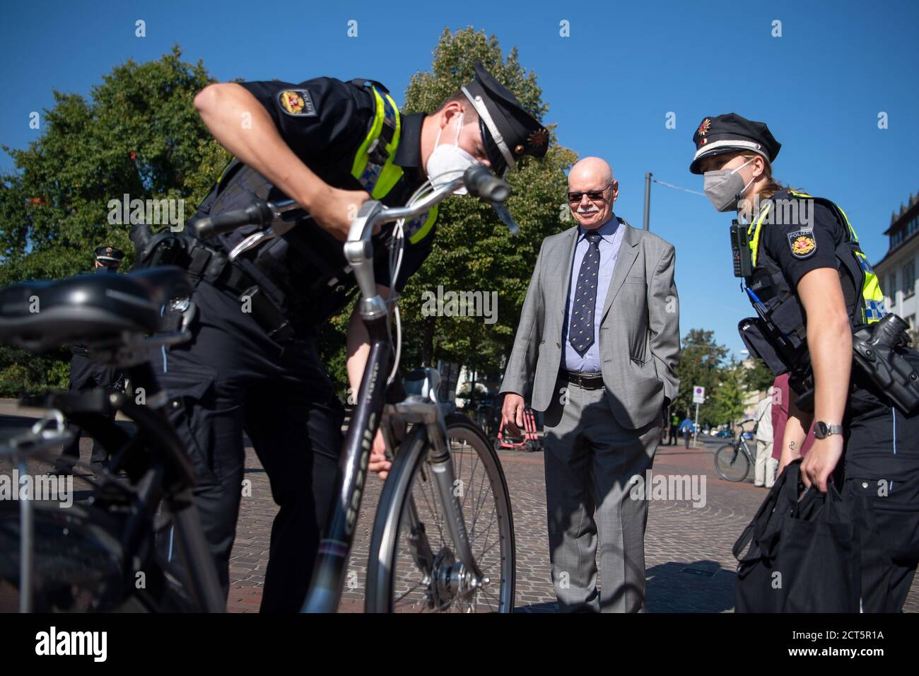 Police bicycle inspection hi-res stock photography and images - Alamy