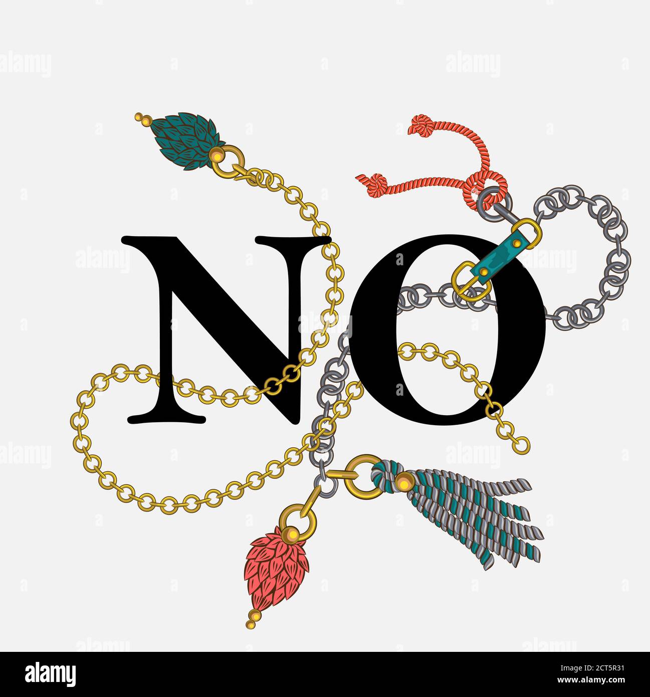 belts, shoelaces, and chains wrap around the words Stock Vector Image ...