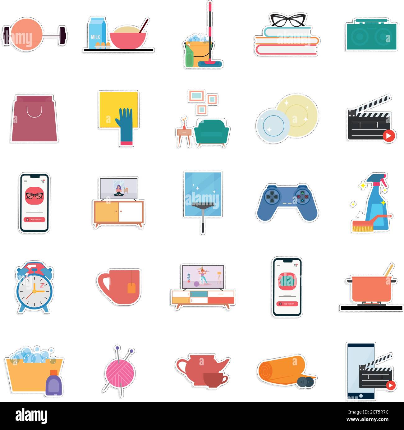 Set of housework icons. Home activities - Vector Stock Vector Image ...