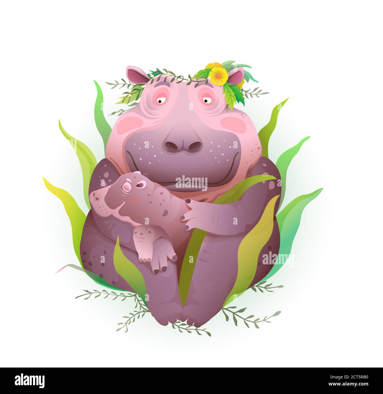 Hippopotamus mother Stock Vector Images - Alamy