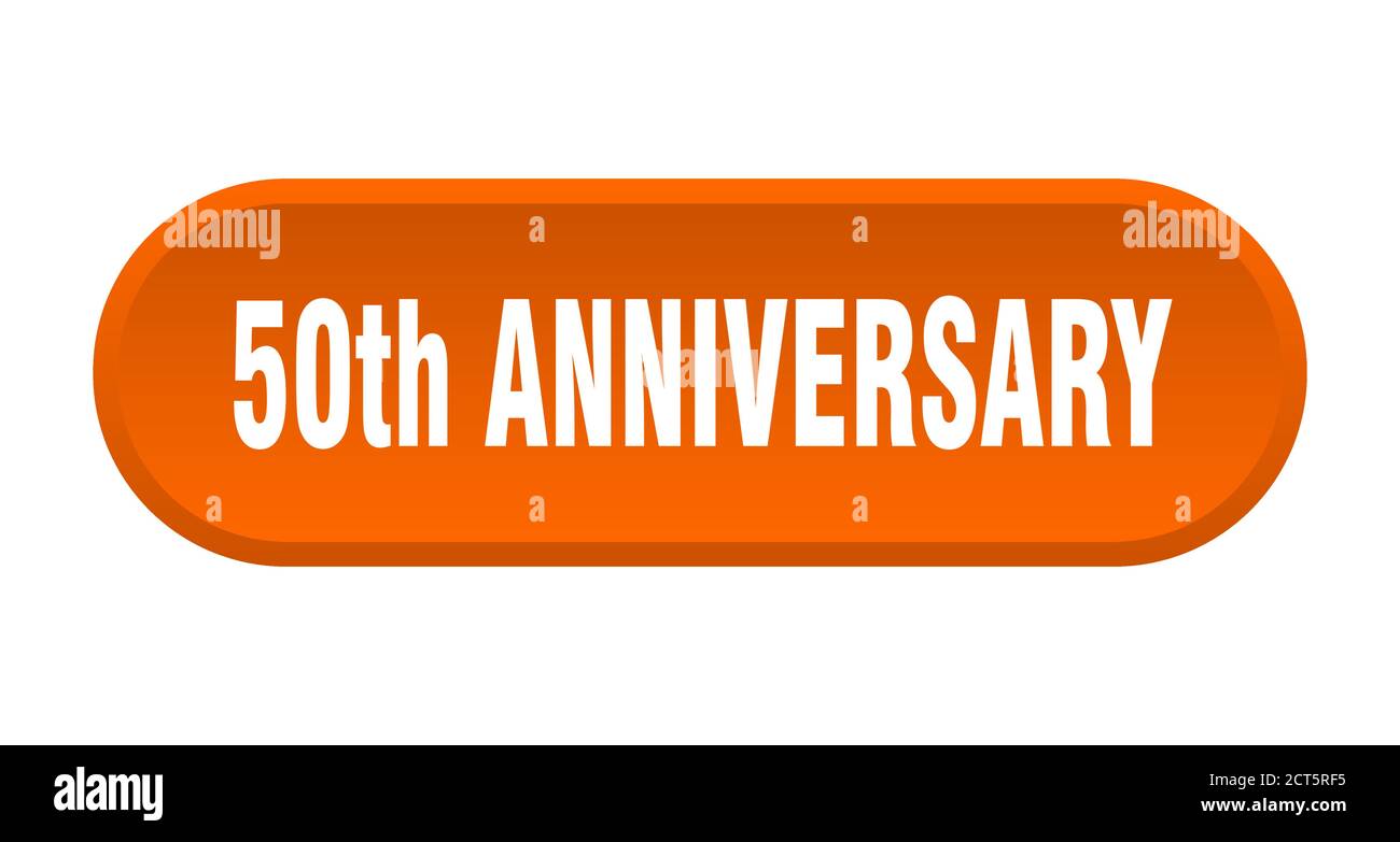 50th anniversary button. rounded sign isolated on white background ...