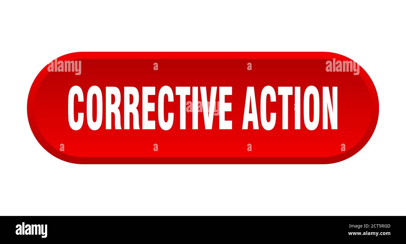 corrective action button. rounded sign isolated on white background ...