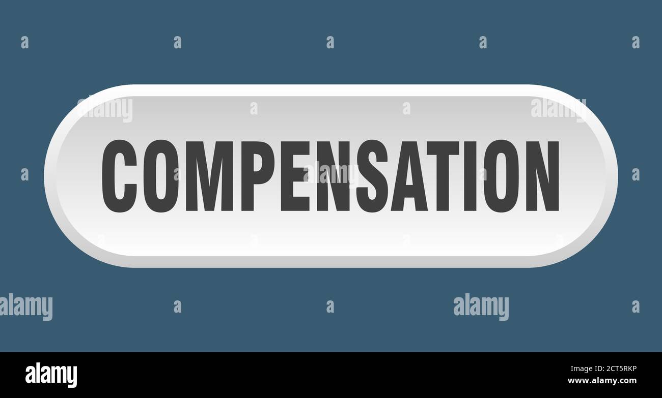 compensation button. rounded sign isolated on white background Stock ...