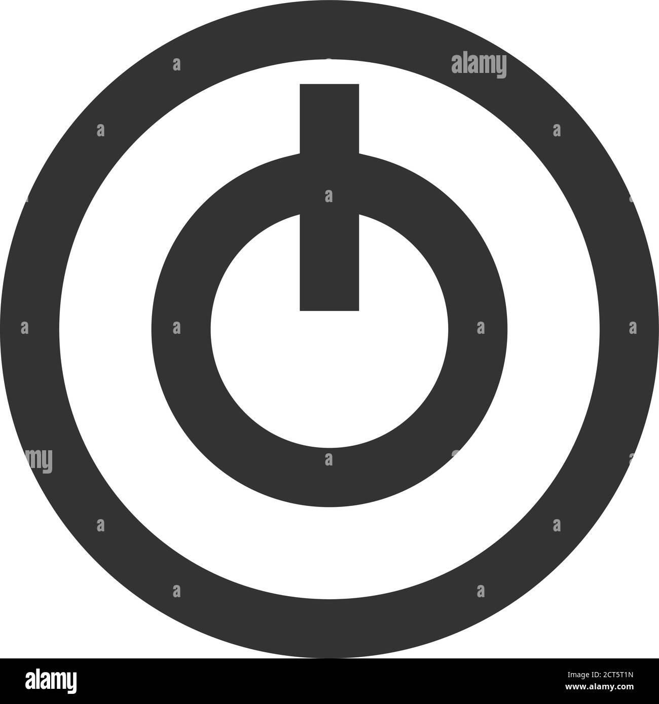 Power button icon in thick outline style. Black and white monochrome ...