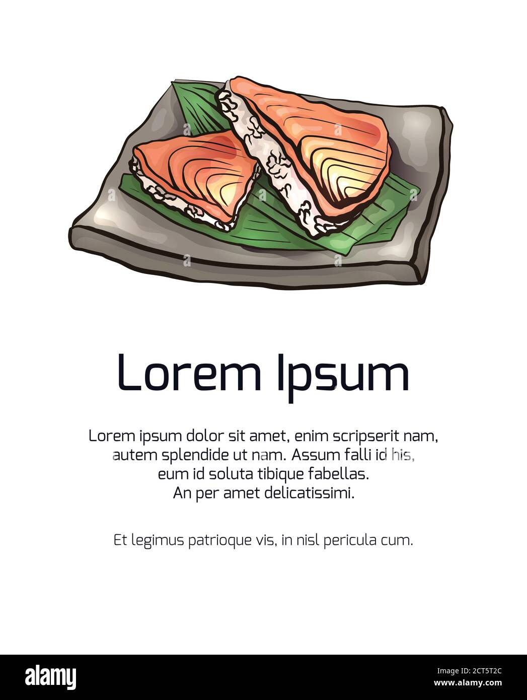 Vertical banner with coloring cartoon illustration of Japanese food ...