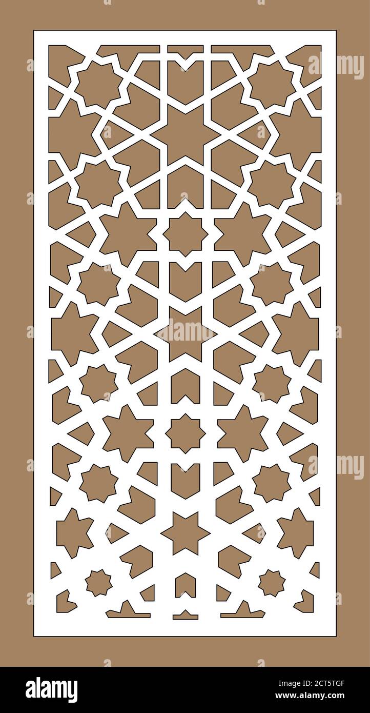 Laser Cutting Arabesque Decorative Vector Panel Template For Interior Partition In Arabic