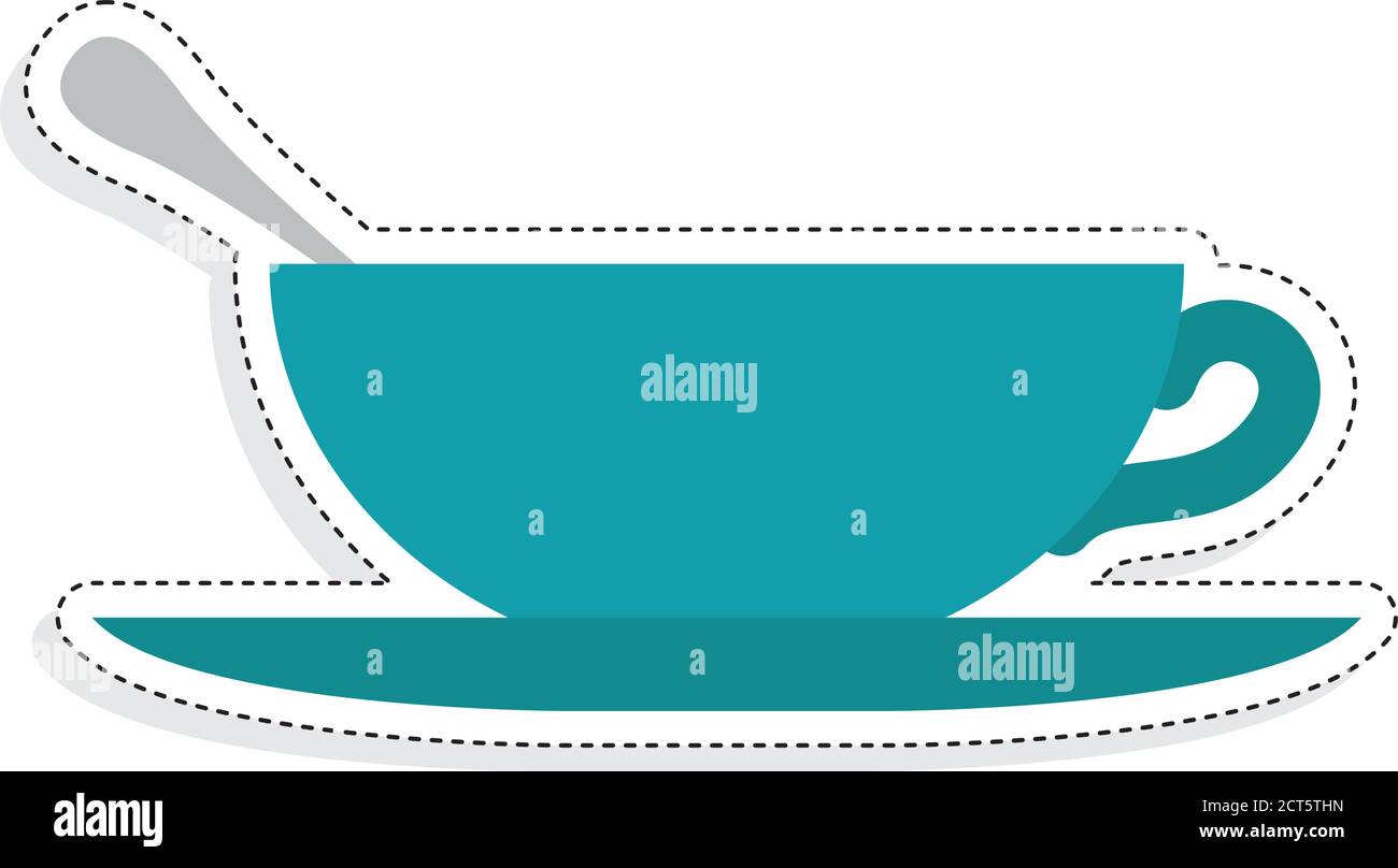 Cup with spoon and plate - Vector illustration Stock Vector Image & Art ...