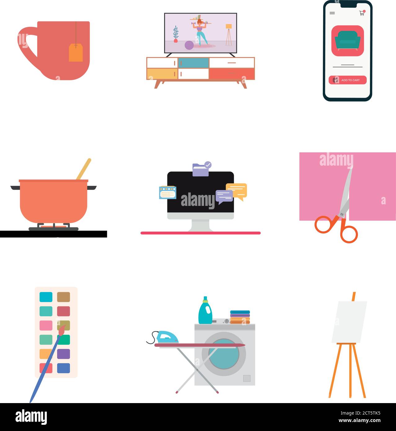 Set of housework icons. Home activities - Vector Stock Vector Image ...
