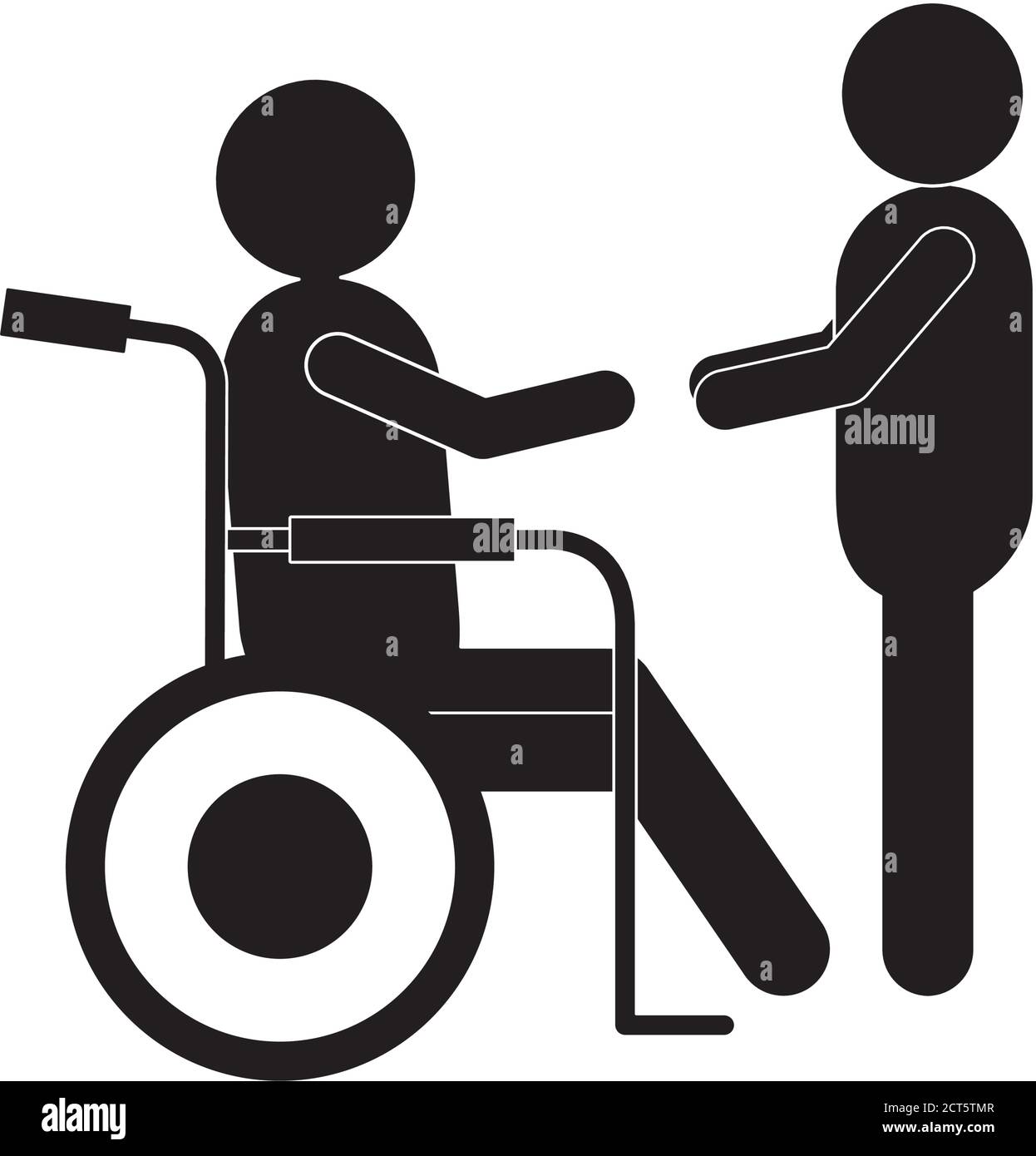 man helping other on wheelchair silhouette style icon vector design ...