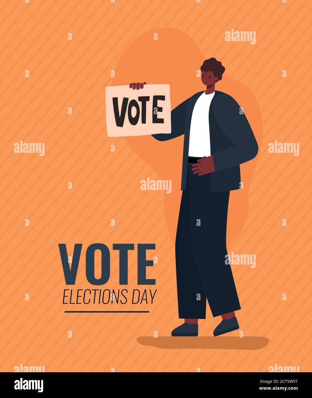Man cartoon with vote banner on orange background vector design Stock ...