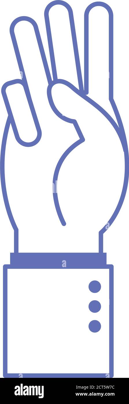 w hand sign language line and fill style icon vector design Stock ...