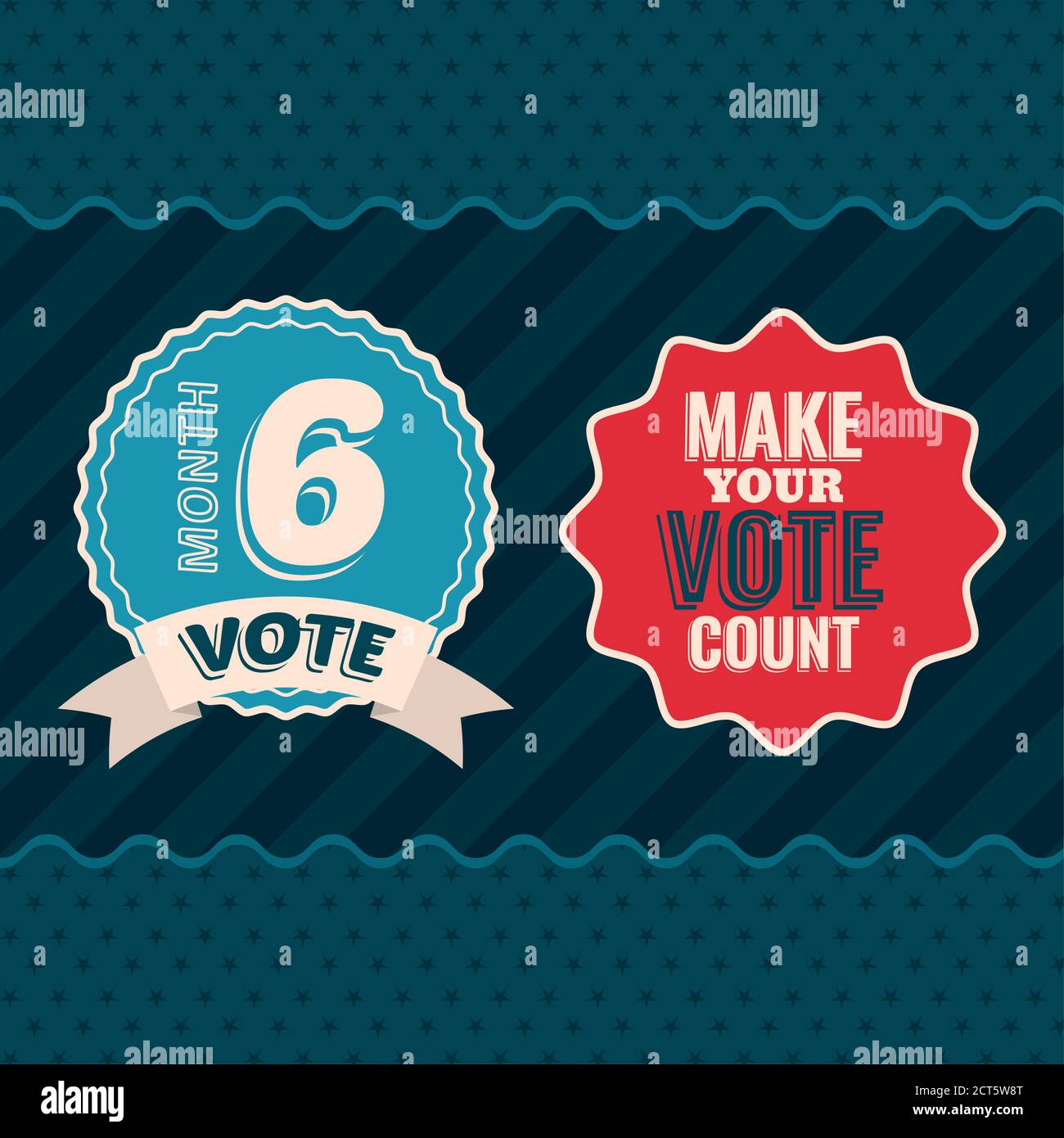 Vote month 6 and make your vote count on seal stamps vector design ...