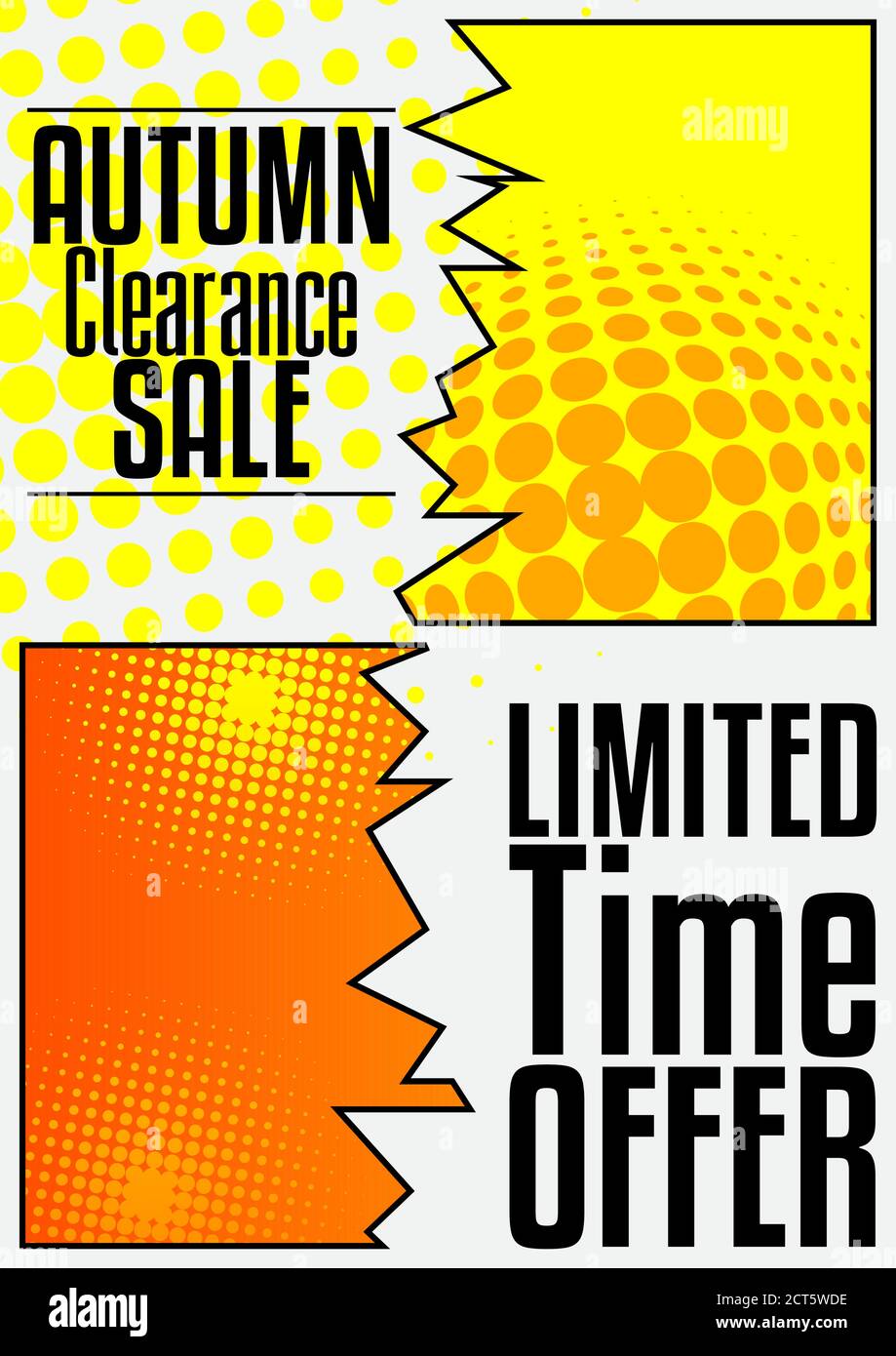 Comic book Autumn, Fall sale social media post design. Cartoon colored ...