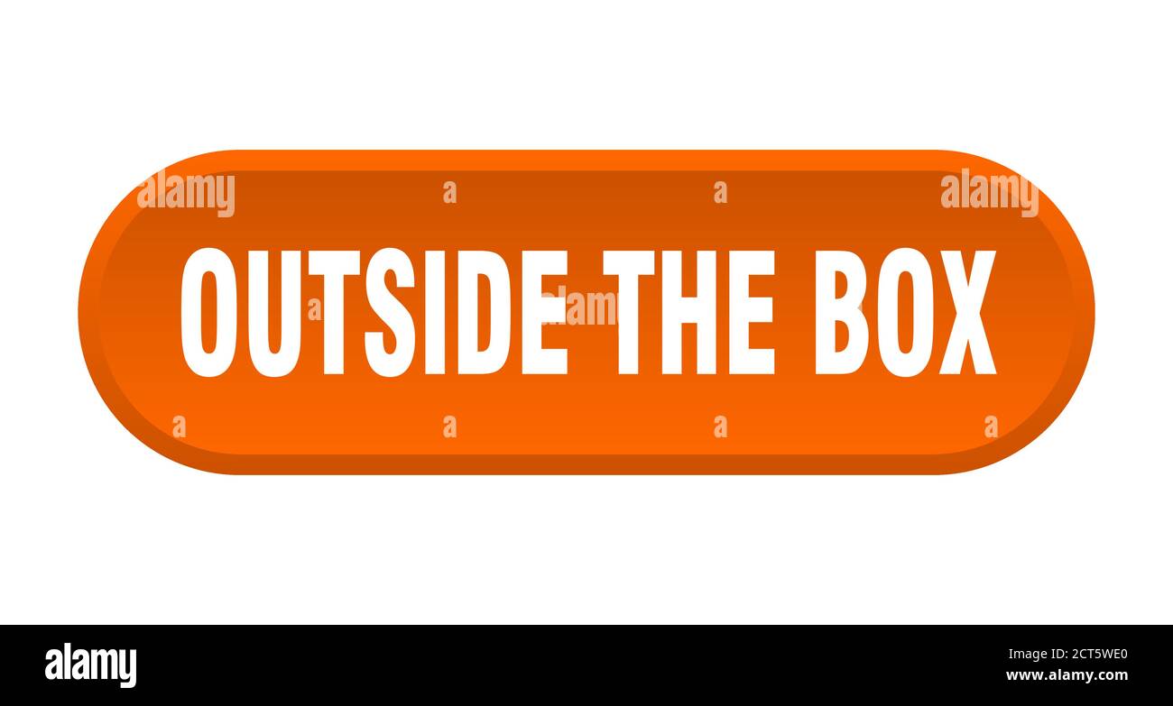 outside the box button. rounded sign isolated on white background Stock ...