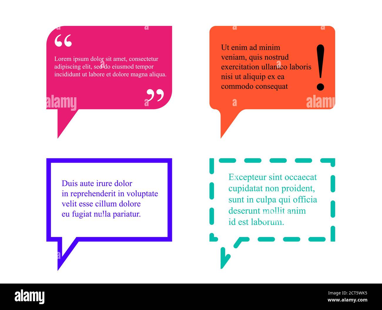 Square speech bubble vector set. Quote, warning, notice template Stock ...