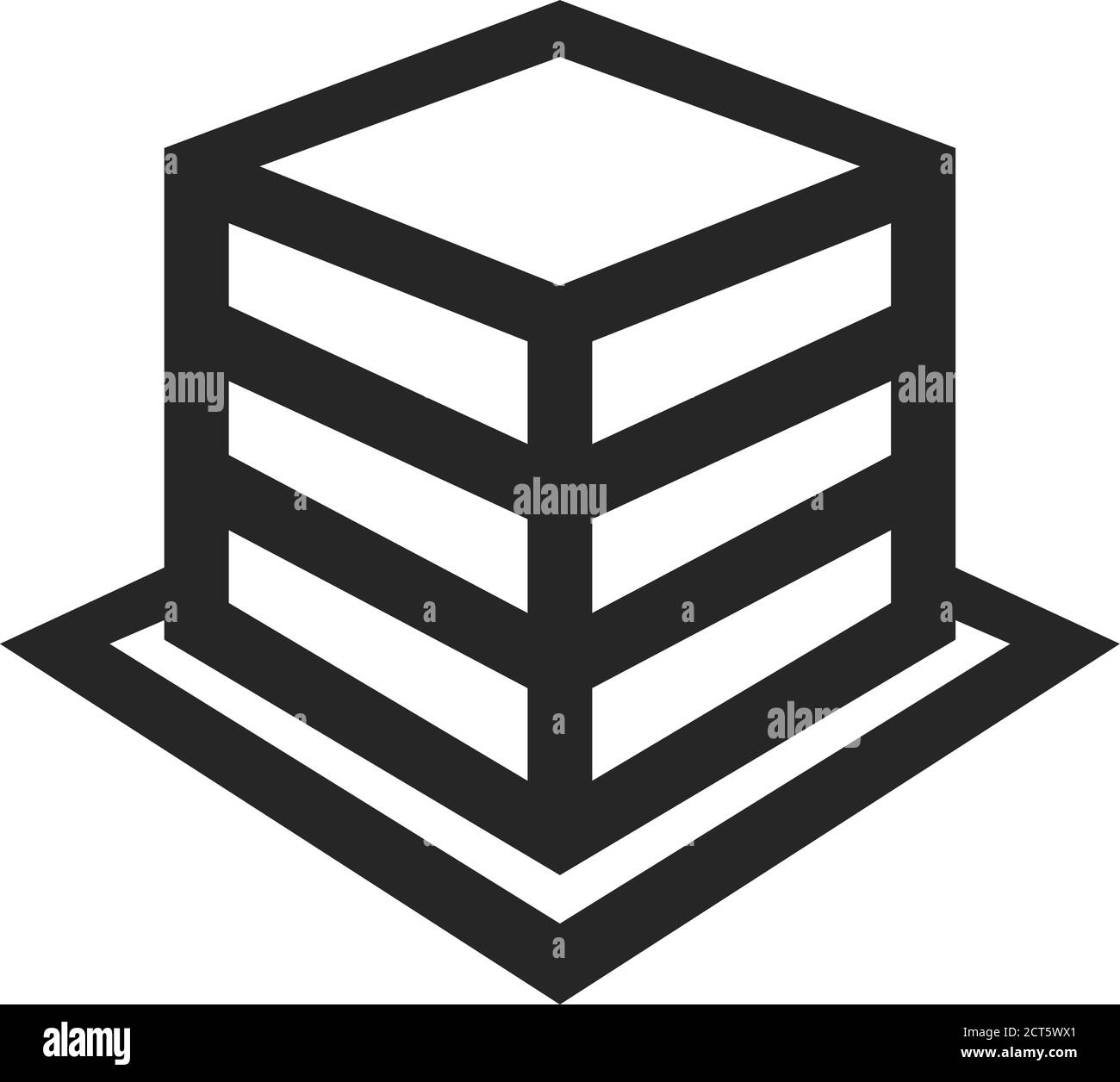 Printing stack icon in thick outline style. Black and white monochrome ...