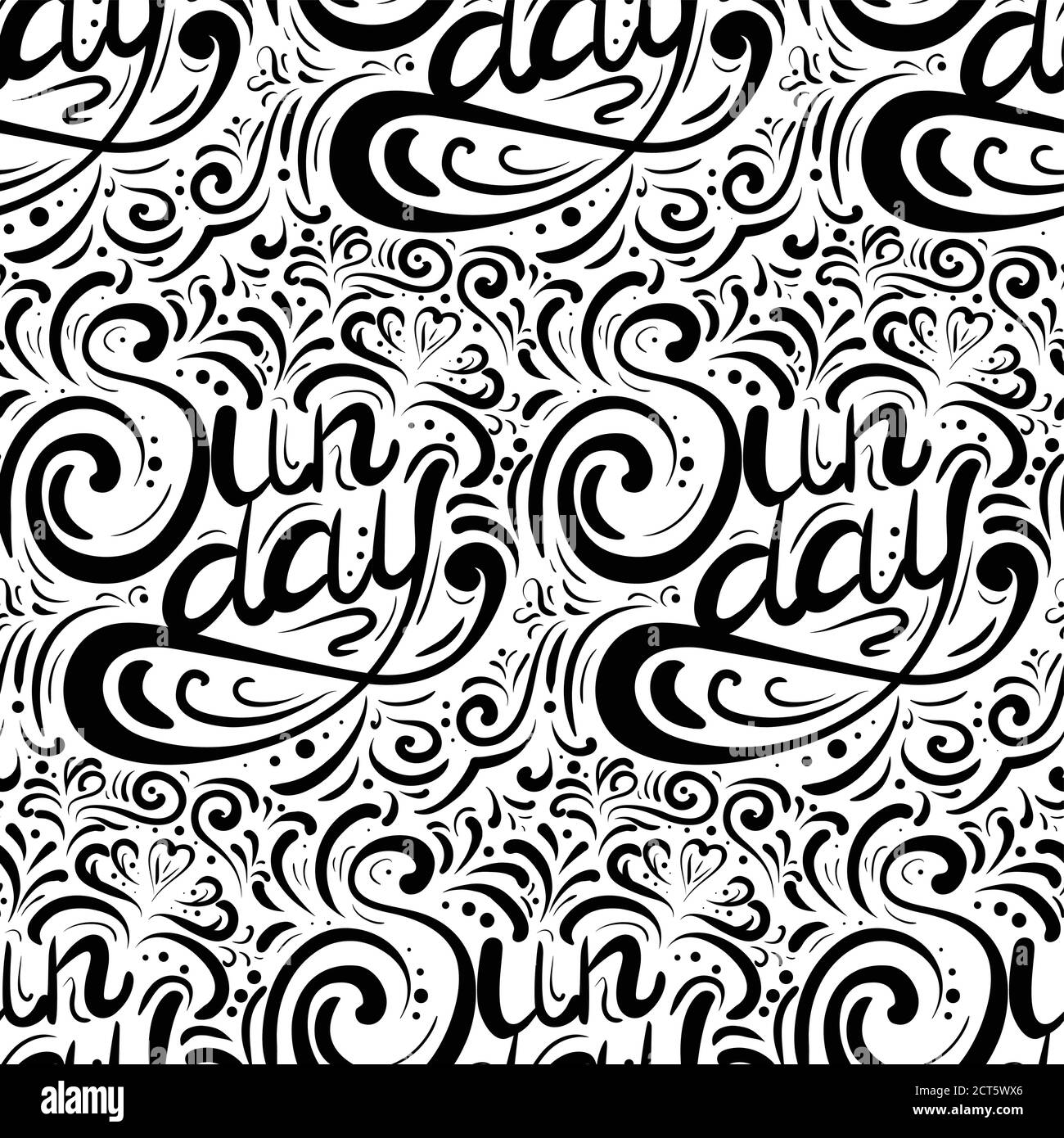 Seamless calligraphic pattern with the inscription Sunday. Lettering ...