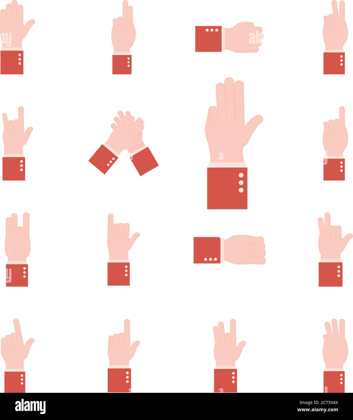 hand sign language alphabet flat style set icons vector design Stock ...