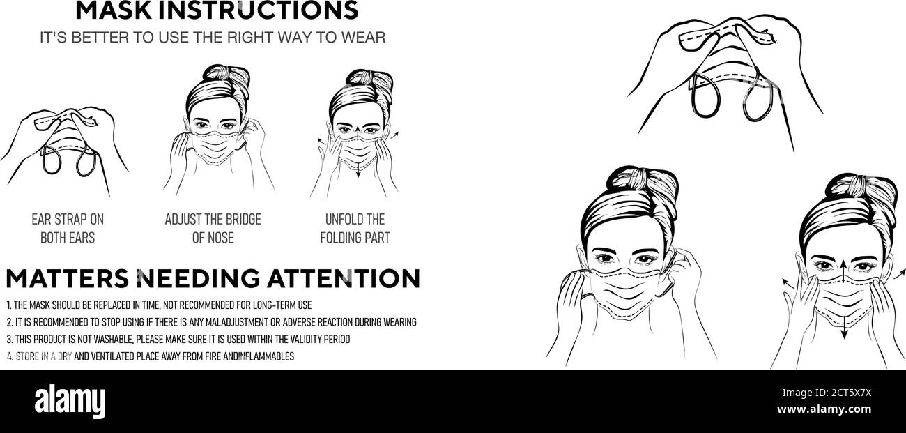 woman gag with worry gesture. Healthy of female wear protective mask ...