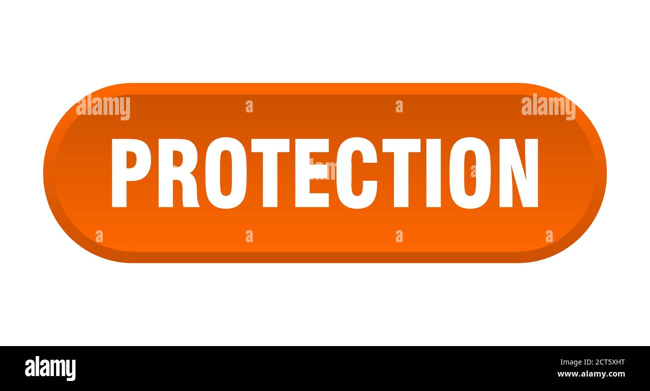 protection button. rounded sign isolated on white background Stock ...