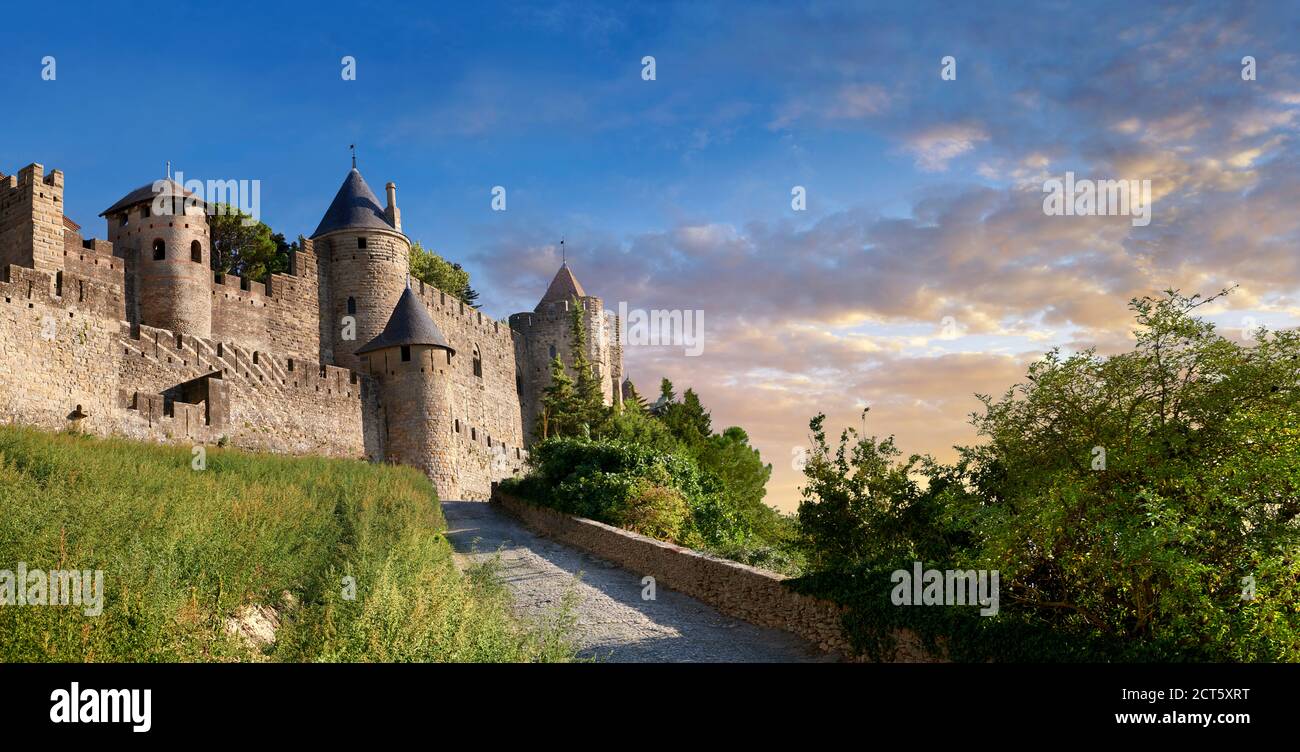 Carcasonne medieval historic fortifications and battlement walls ...