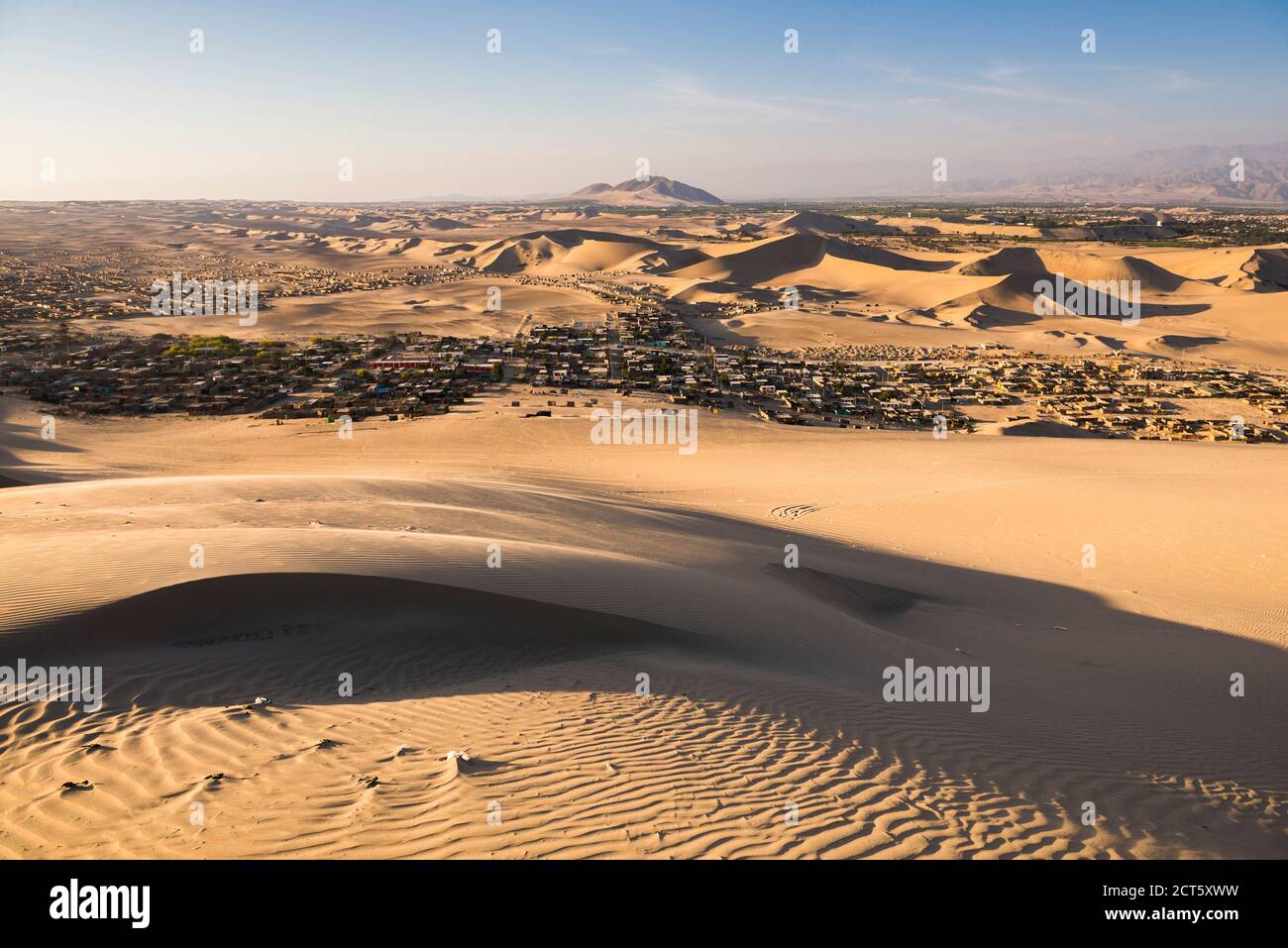 Sand dunes in the desert at sunset, Huacachina, Ica Region, Peru, South ...